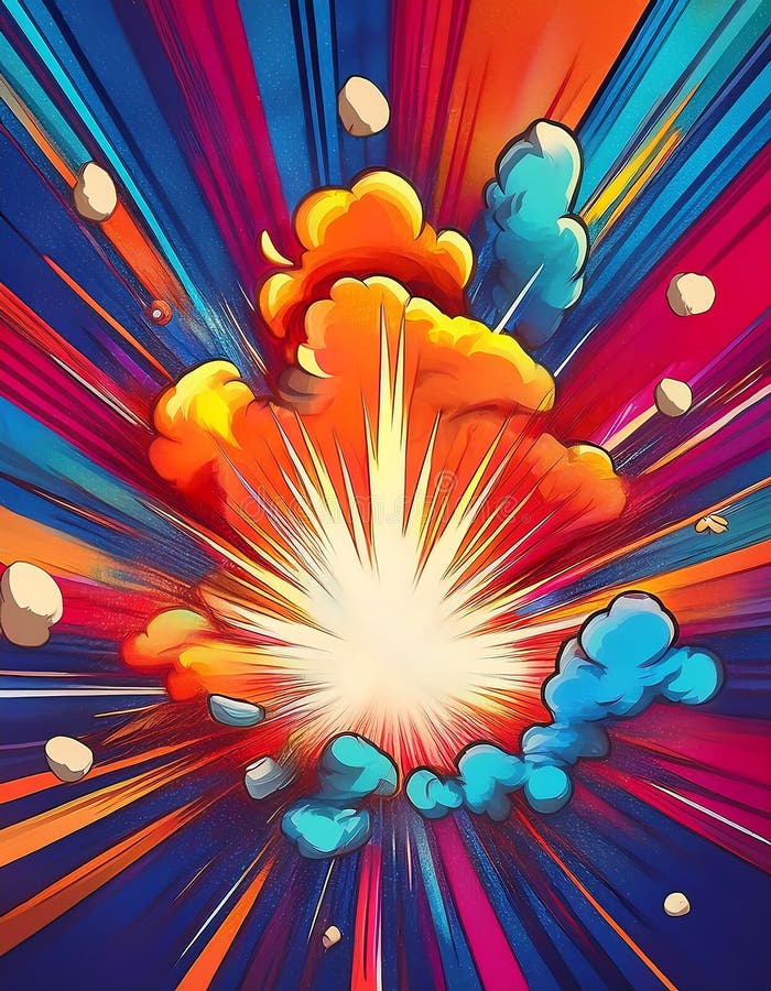 Retro Comics Explosion Design Featuring Colorful Bursts and Layered ...