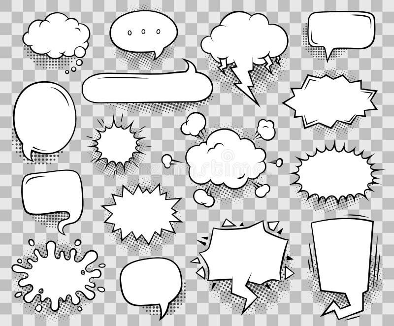 Retro Comics Speech Bubbles in Pop Art Style. Doodle Dialogue Balloons ...