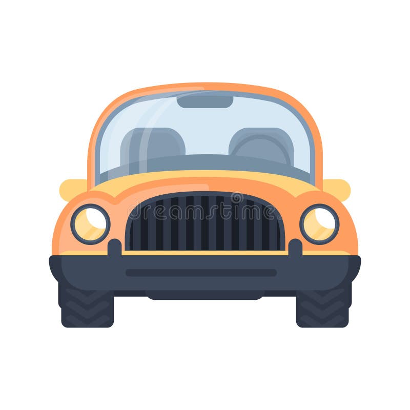 Retro Compact Car. Urban Car. Front View Vector Illustration. Stock ...