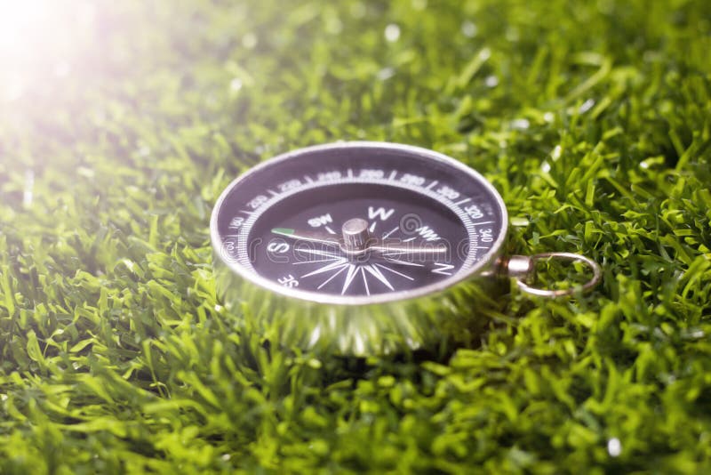Compass on the Grass, Summer Tourism Stock Image - Image of device ...