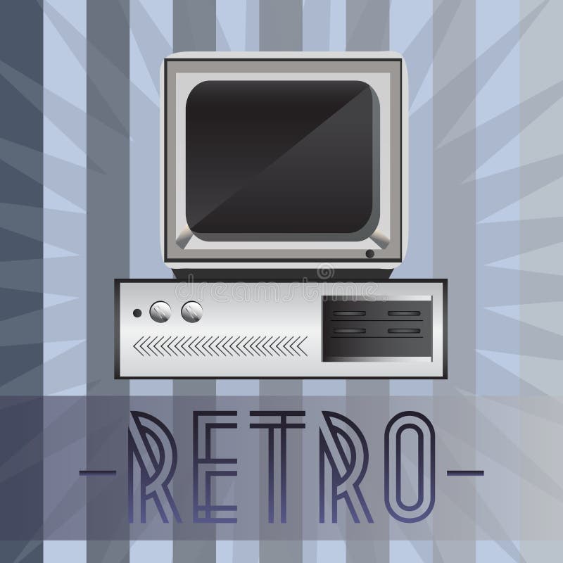 Retro computer vector illustratie. Illustration of multimedia - 37820551