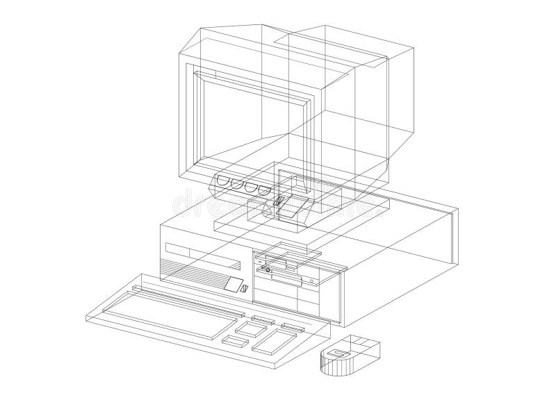 Retro Computer Architect Blueprint Stock Photo - Image of design ...