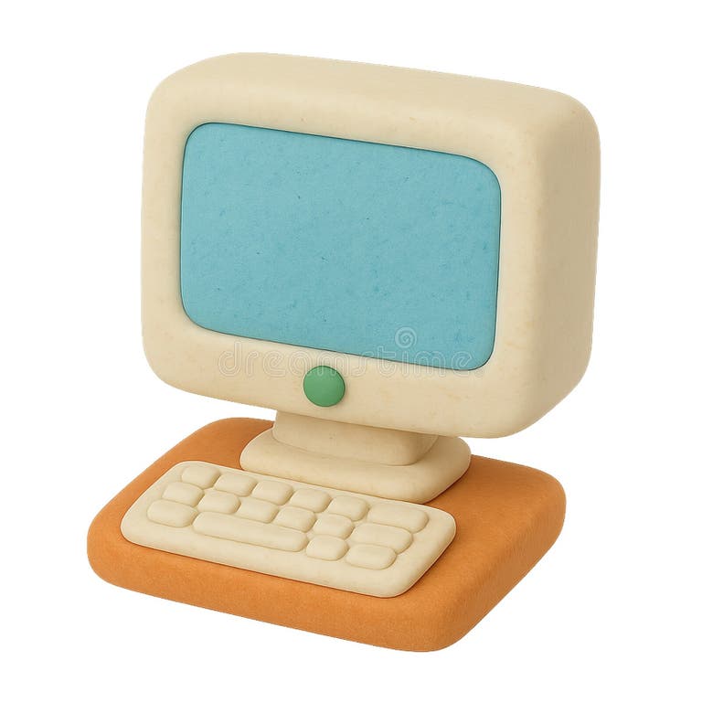 Retro Computer Clay Model Isolated on White Stock Illustration ...