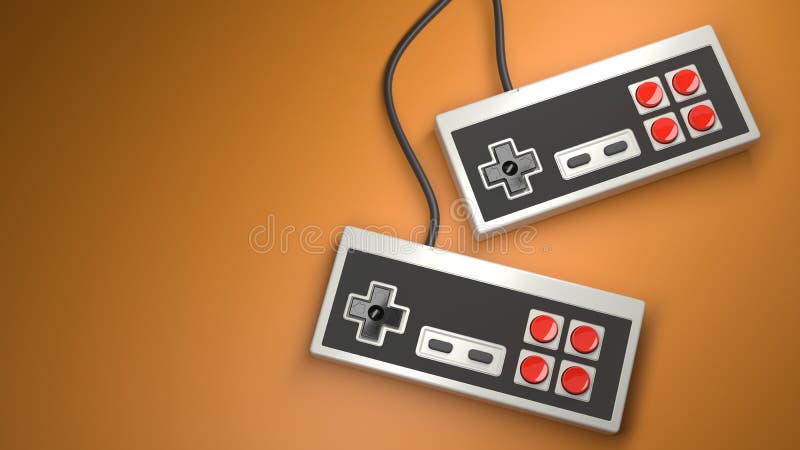 Retro Computer Gaming Controller Joystick on a White Background Stock ...