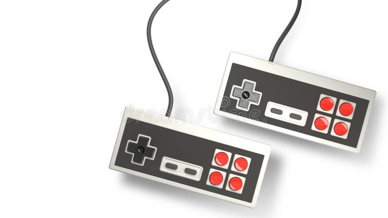 Retro Computer Gaming Controller Joystick on a White Background Stock ...