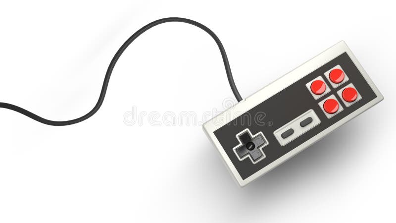 Retro Computer Gaming Controller Joystick on a White Background Stock ...