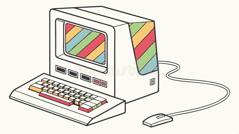 Retro Computer Illustration, Vintage Technology and Nostalgic Design ...
