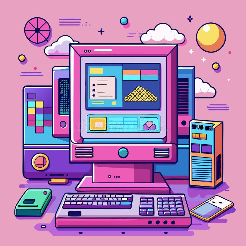 Retro Desktop Screen Stock Illustrations – 8,801 Retro Desktop Screen ...