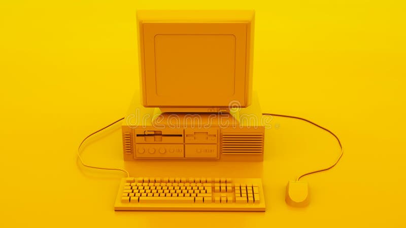 Retro Computer Keyboard and Mouse. 3d Illustration Stock Illustration ...
