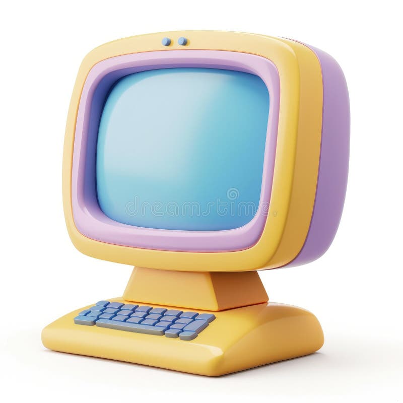 Adorable Pastel Retro Computer, a Fun, Whimsical Illustration of a ...
