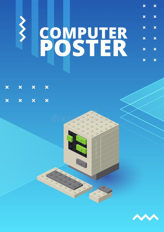 Retro Computer Poster for Print and Design. Vector Illustration. Stock ...