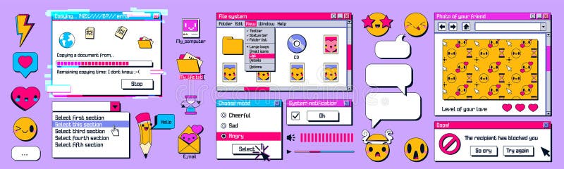Retro Computer Screen Interface, Windows Frames Stock Vector ... Retro Computer Screen Interface, Windows Frames Stock Vector ...