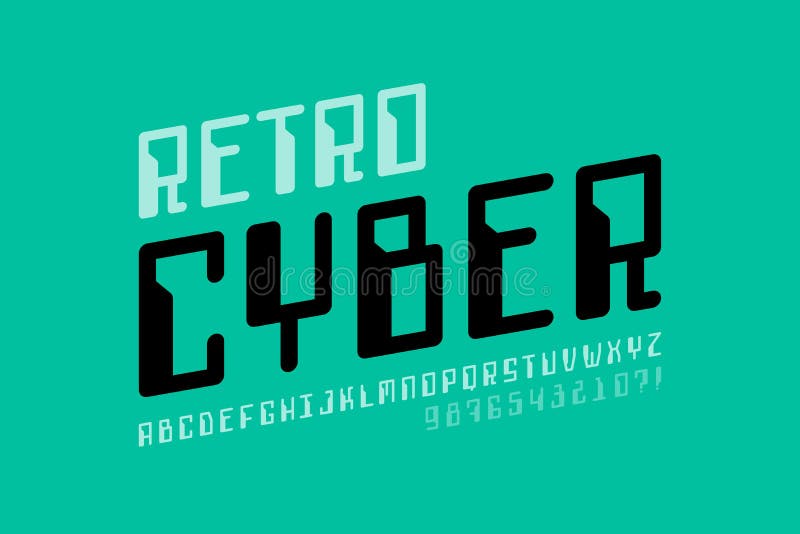 Retro computer style font stock vector. Illustration of modern - 225087776