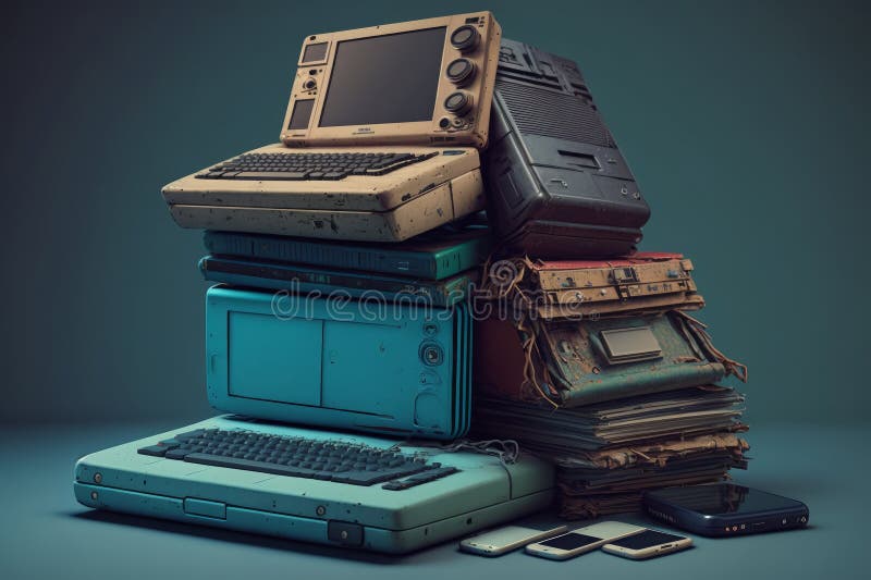 Retro Computer Technology Concept Stock Illustration - Illustration of ...