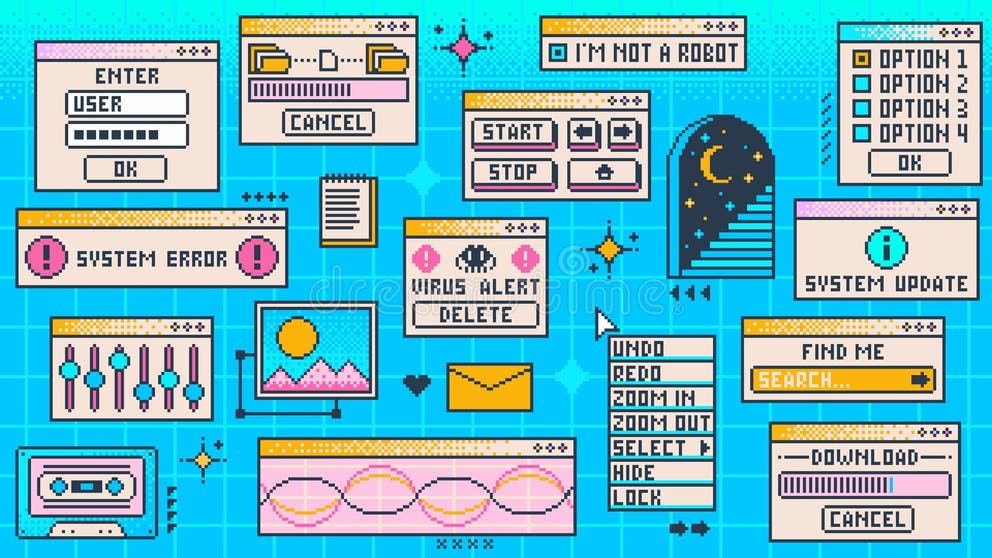 Retro Computer Window Y2k Pc Desktop Interface Stock Vector ...