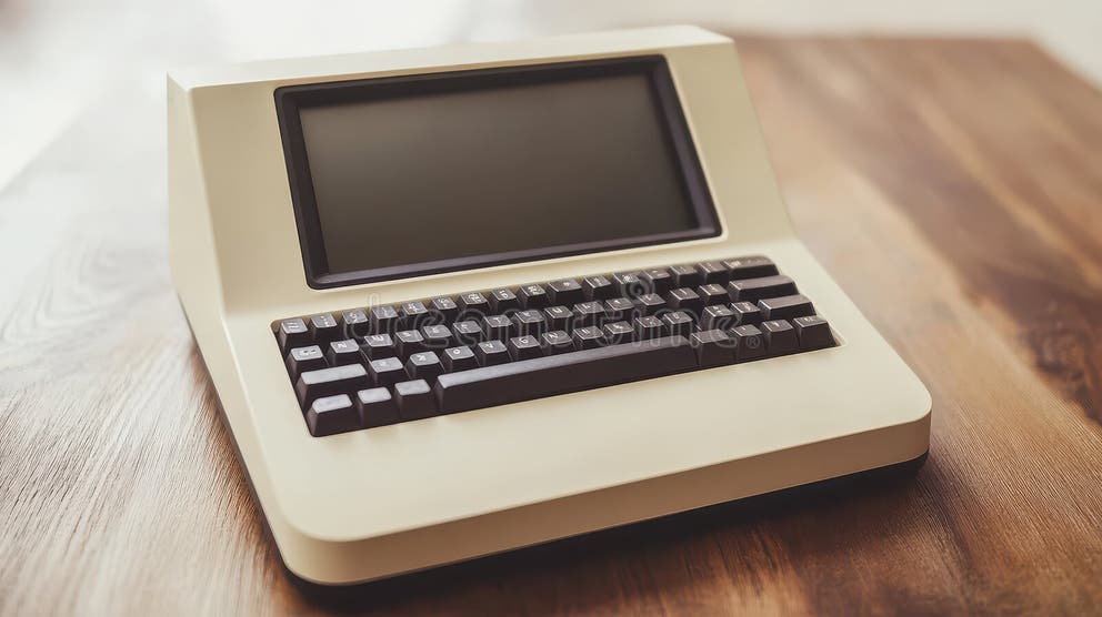 Retro Computer on Wood Surface a Glimpse into Early Personal Computing ...