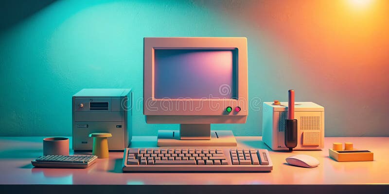 Retro Computing Workspace a Timeless Office Setup Featuring a Classic ...