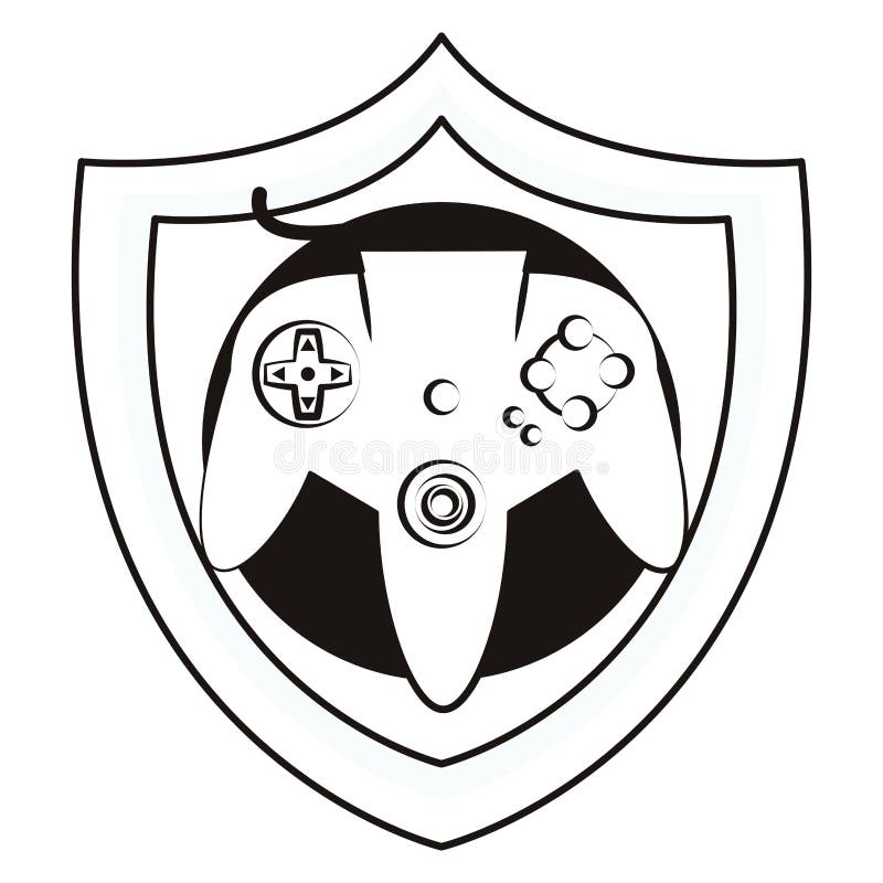 Retro Console Gamepad Shield Emblem Stock Vector - Illustration of ...