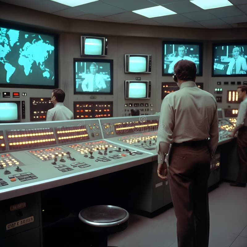 Retro Control Room Operations Stock Photo - Image of military, screens ...