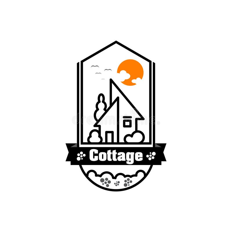 Cottage Emblem Logo, in Vintage Style Stock Vector - Illustration of ...