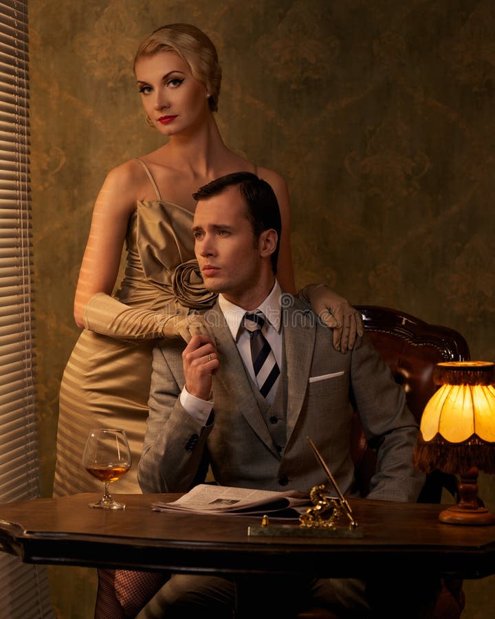 Retro couple stock photo. Image of finance, blond, brunette - 26338818