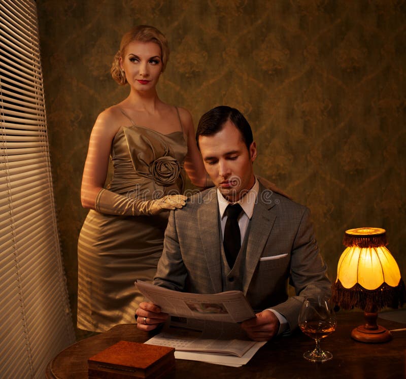 Retro couple stock photo. Image of suit, husband, person - 16350296