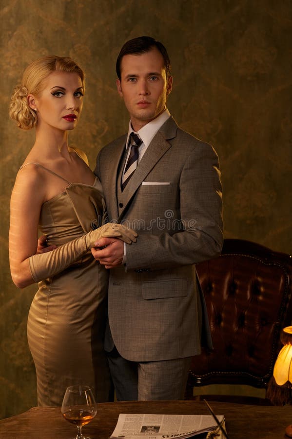 Retro couple stock photo. Image of lady, confident, news - 26338828