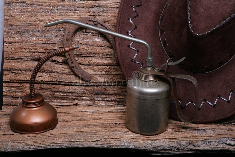Retro cowboy items stock photo. Image of cans, surface - 6726316
