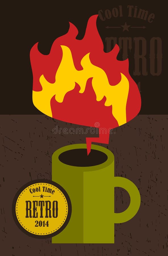 Retro cup with fire flame. stock vector. Illustration of breakfast ...