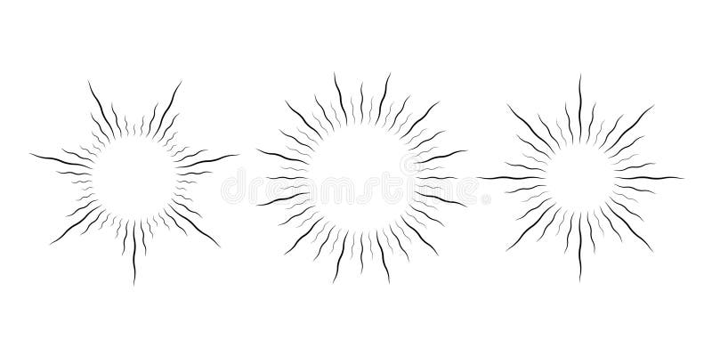 Retro Curved Sunburst Frame Set Warped Radial Sunlight Rays Pack Stock