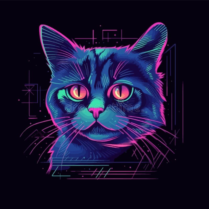 Retro Psychedelic Cat Stock Illustrations – 277 Retro Psychedelic Cat ...