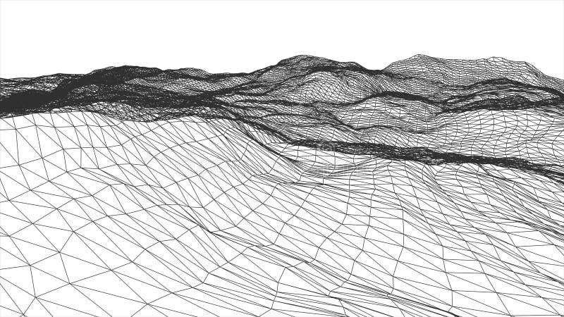 Retro Cyberspace Grid Net Polygonal Wireframe Hilly Landscape Seamless ...