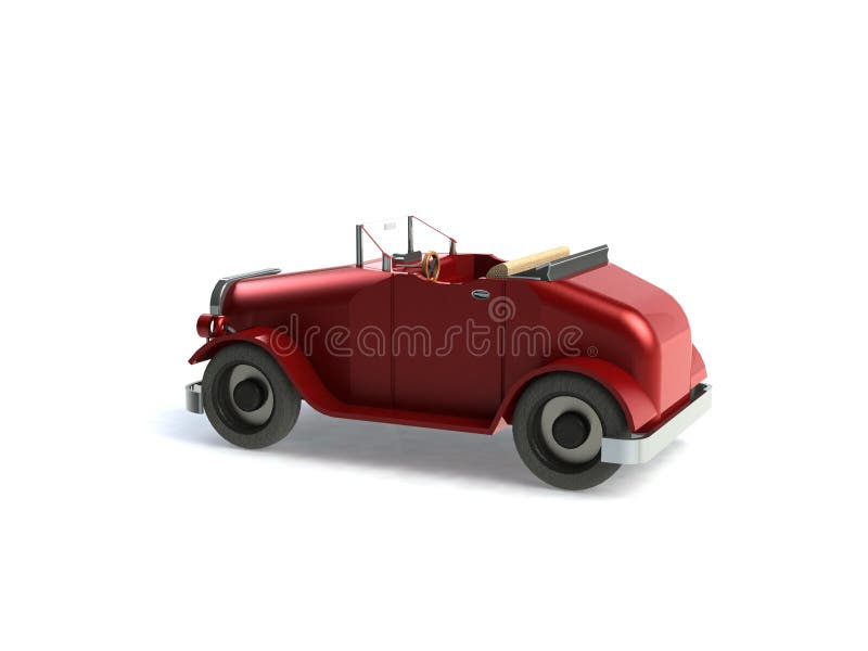 Retro 3d Historic Red Car Background from Behind Stock Illustration ...