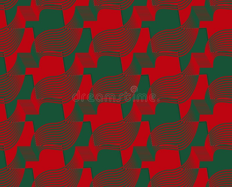 Retro 3D Red and Green Zigzag Cut Ribbons Stock Vector - Illustration ...