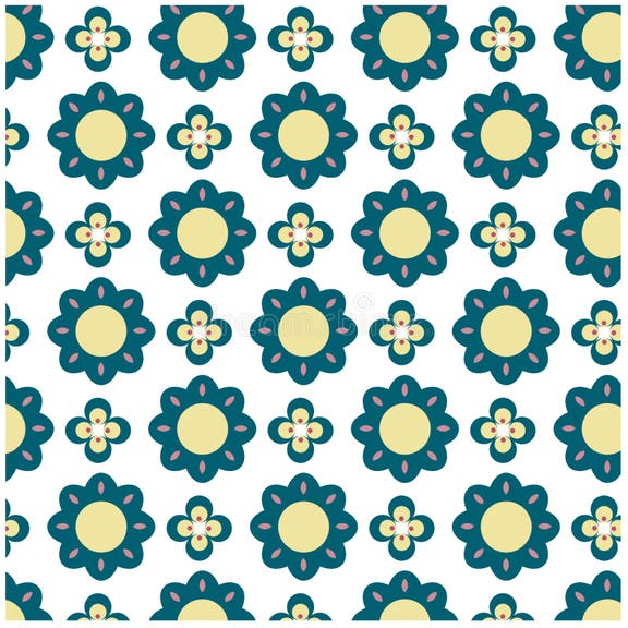 Retro Daisy Grid: Teal and Yellow Flower Pattern Stock Vector ...