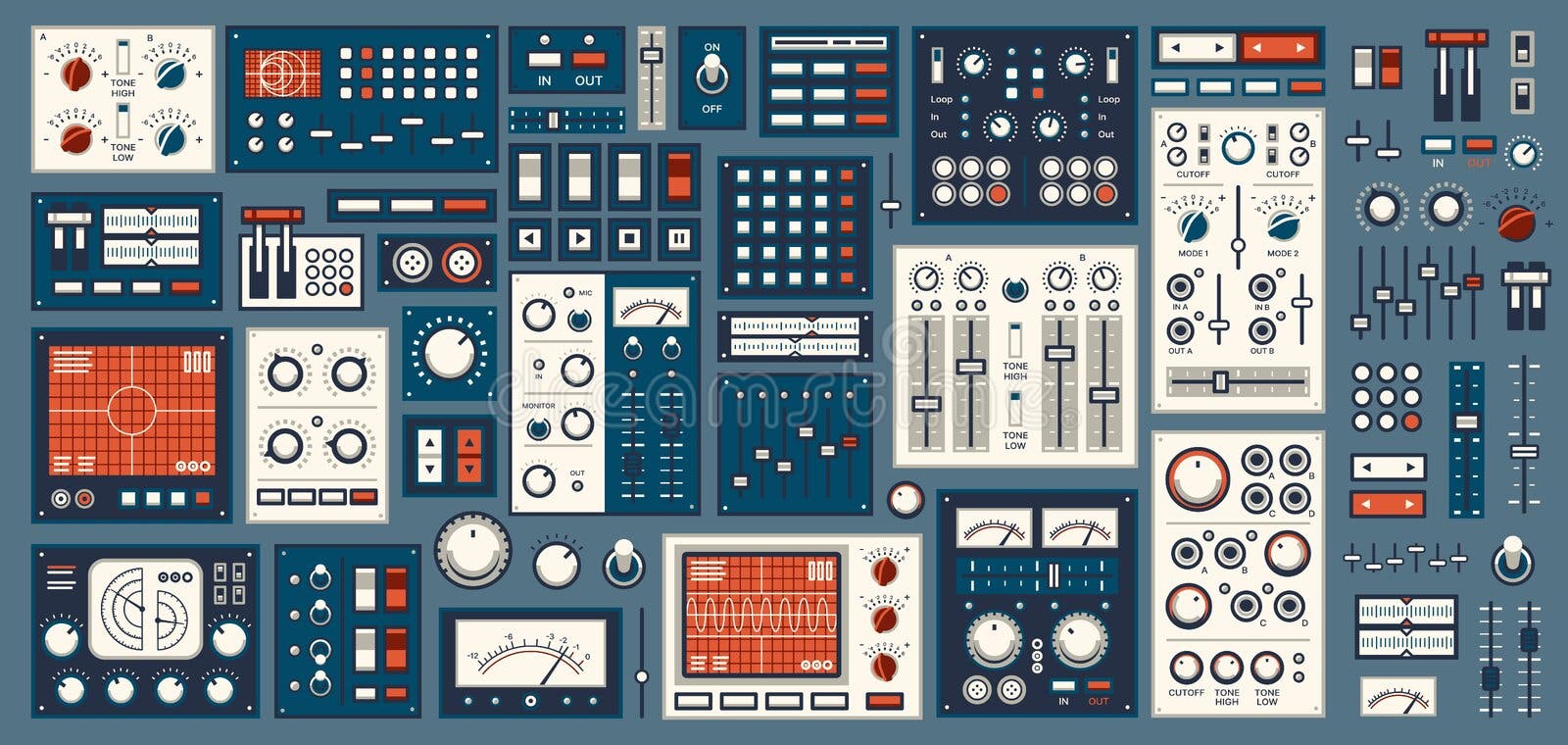 Retro Dashboard. Control Panel Switch and Buttons Stock Vector ...