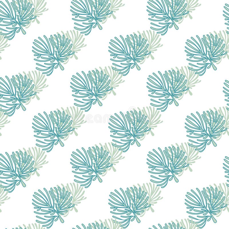Retro Decorated Teal Colored Floral Tree Vector Seamless Pattern Stock ...