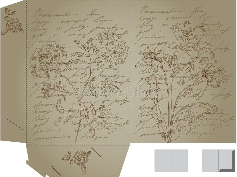 Retro Decorative Folder with Flowers Stock Vector - Illustration of ...