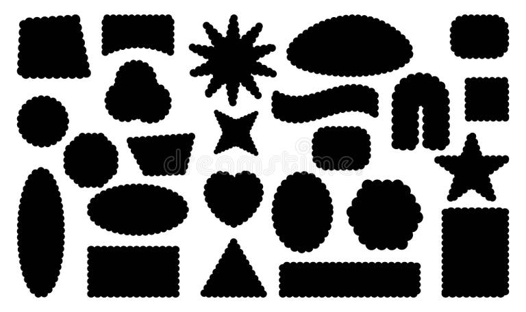 Scalloped Edge Rectangle Ellipse Circle Square Shapes Stock ...