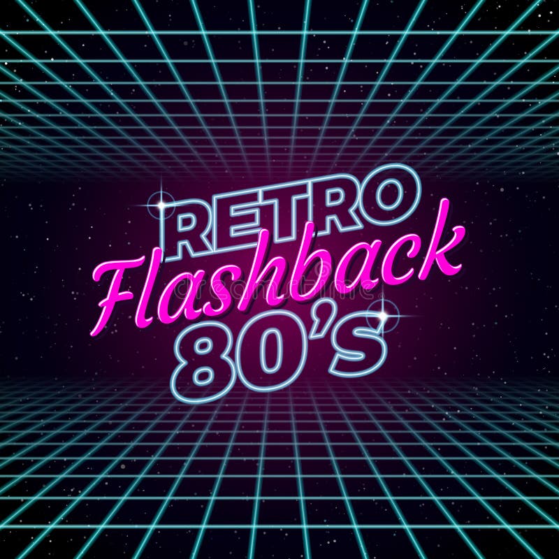 Retro- Design Synthwave, Synth-Raum, Illustration Vektor Abbildung ...