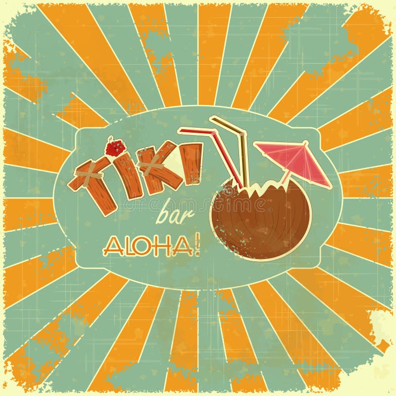Retro Design Tiki Bar Menu stock vector. Illustration of template ...