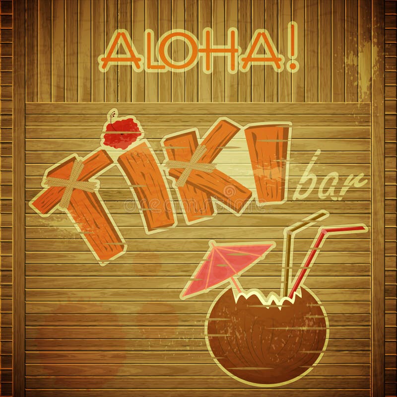 Retro Design Tiki Bar Menu on Wooden Background Stock Vector ...