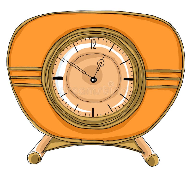 Retro Desk Clock stock illustration. Illustration of sketch - 41280530