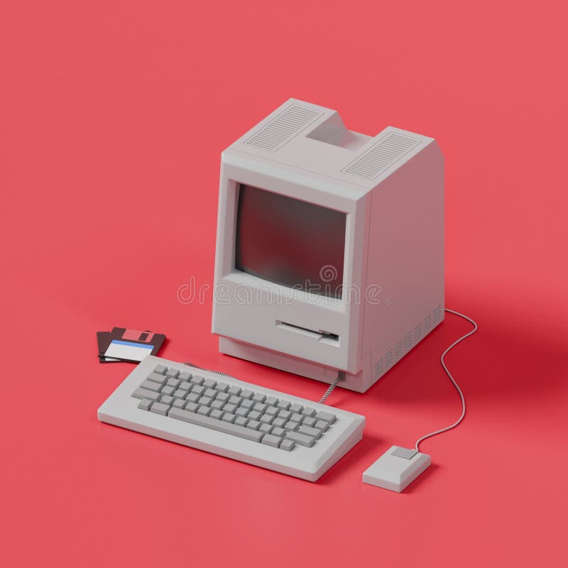 Retro desktop computer stock illustration. Illustration of technology ...