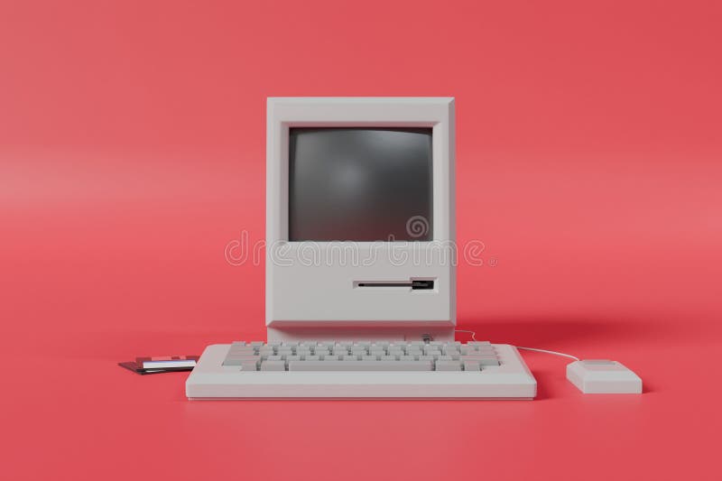 Retro desktop computer stock illustration. Illustration of technology ...