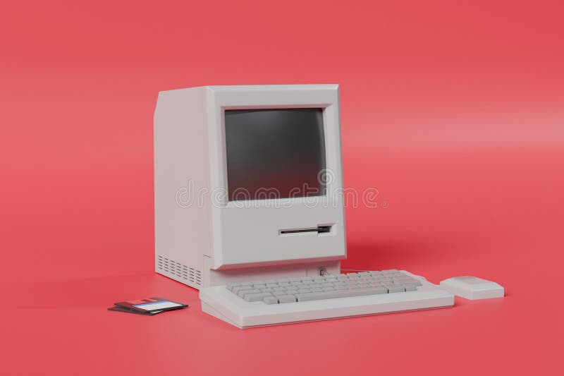 Retro desktop computer stock illustration. Illustration of internet ...