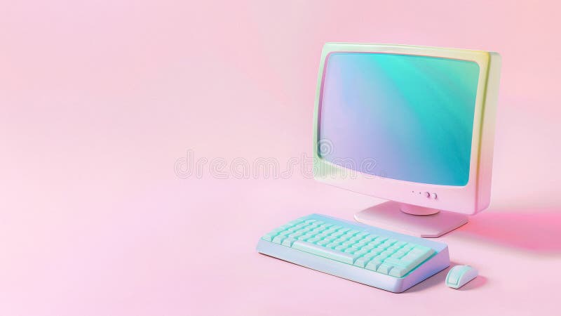 Retro Desktop Computer Toy Icon Pastel Background Copy Space Stock ...