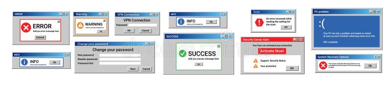 Retro Desktop Pop-up Window with Error Message. Stock Illustration ...