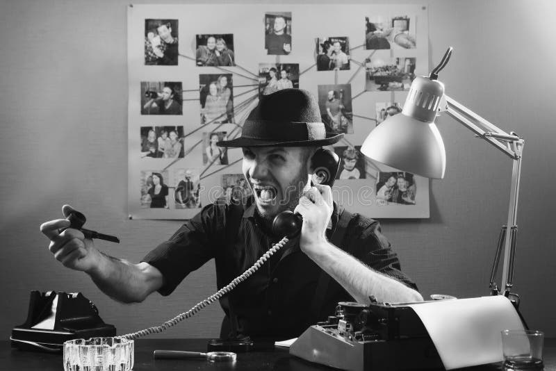 Retro Detective Agent 1950s Style. Stock Image - Image of courage ...