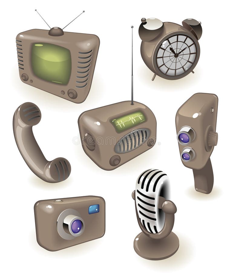 Retro devices stock vector. Illustration of telecommunications - 17830575